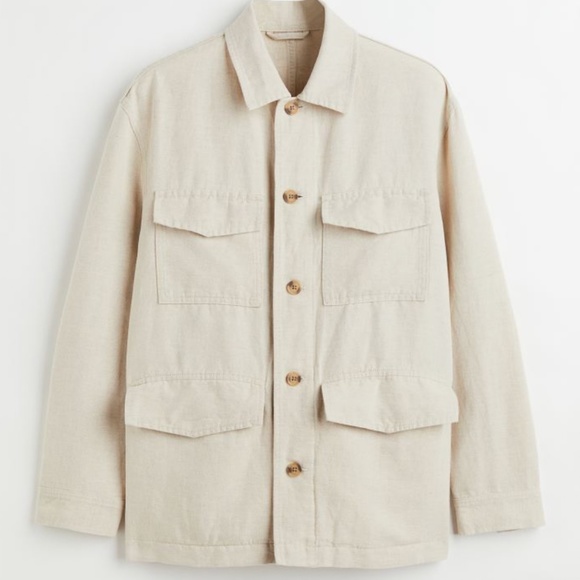 H&M | Jackets & Coats | Hm Regular Fit Linenblend Shacket Jacket | Poshmark